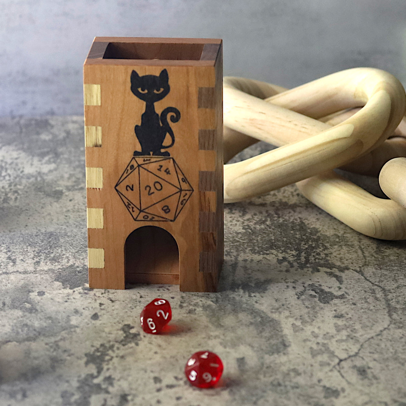 Small Cat and D20 Dice Tower – Dragon Armor Games