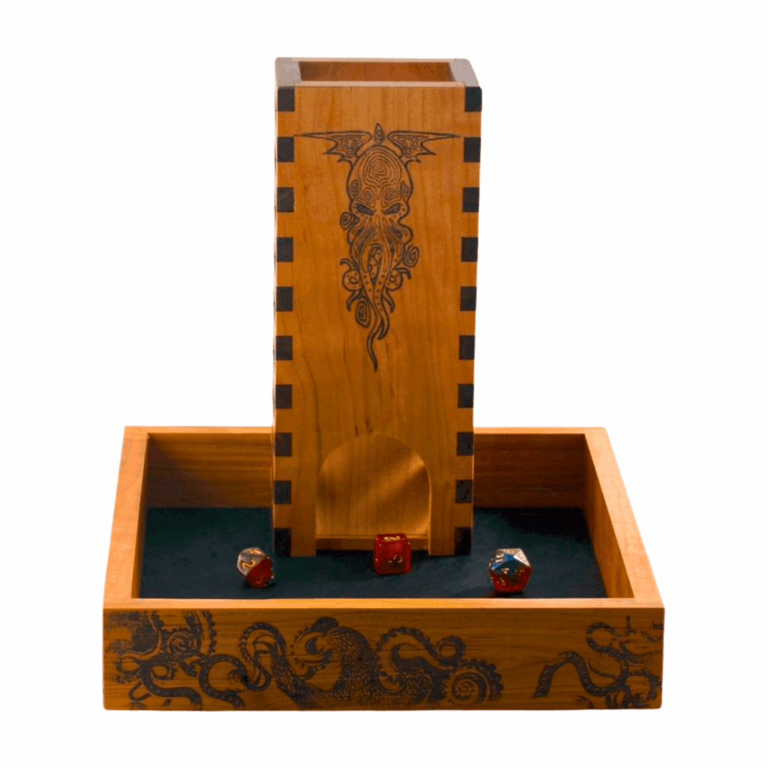Cherry and Walnut Skeleton Design Dice Tower with Cthulhu – Dragon ...