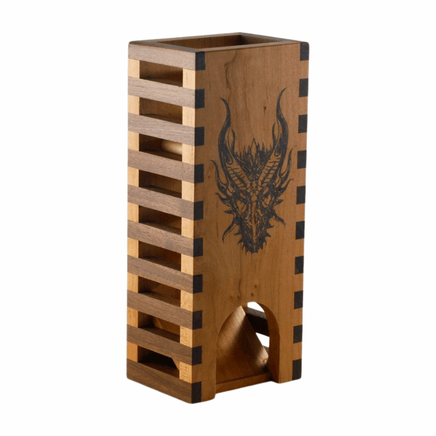 Cherry and Walnut Skeleton Design Dice Tower with Dragon – Dragon Armor ...
